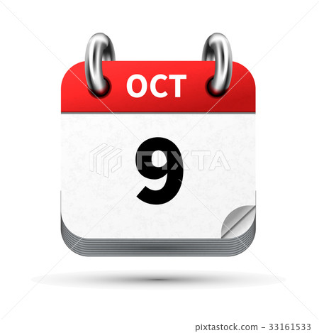 icon of calendar with 9 october date on white - Stock Illustration ...