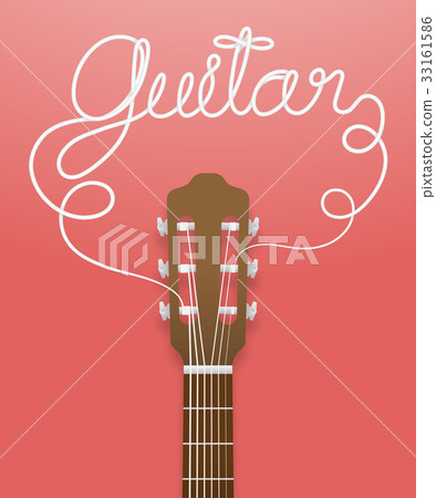 Classic guitar brown color and guitar text - Stock Illustration ...