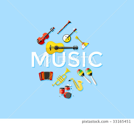 Digital vector blue music instruments - Stock Illustration [33165451 ...