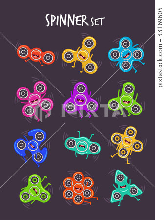 Funny spinner set. Stress relieving toy - Stock Illustration [33169605 ...
