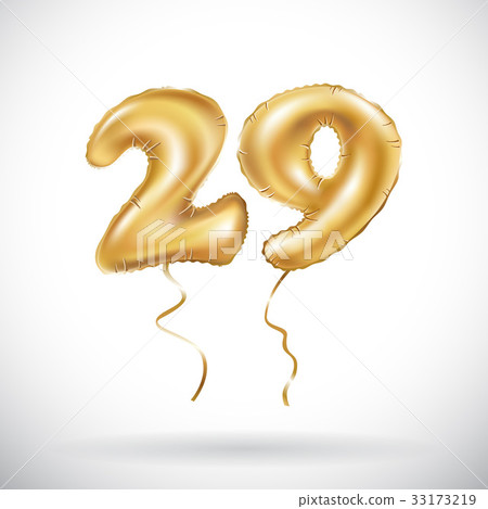 Golden number 29 twenty nine metallic balloon-插圖素材 [33173219] - PIXTA圖庫