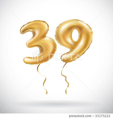 Golden number 39 thirty nine metallic balloon - Stock Illustration ...