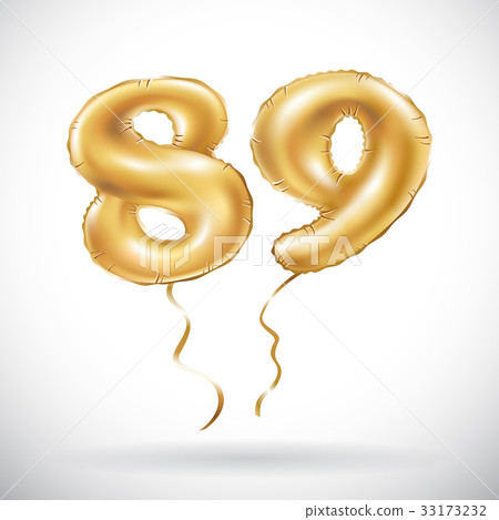 Golden number 89 eighty nine metallic balloon - Stock Illustration [33173232] - PIXTA