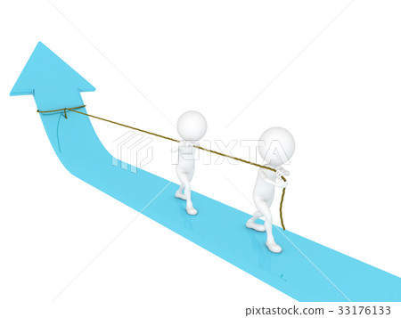 3d man business boss pulling a rope - Stock Illustration [33176133] - PIXTA