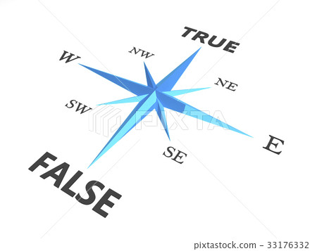 true versus false dilemma concept compass - Stock Illustration ...