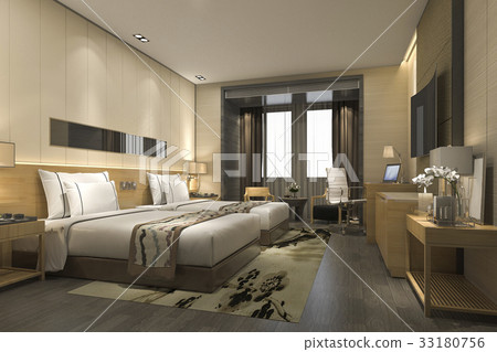 luxury modern bedroom suite in hotel and resort - Stock Illustration ...