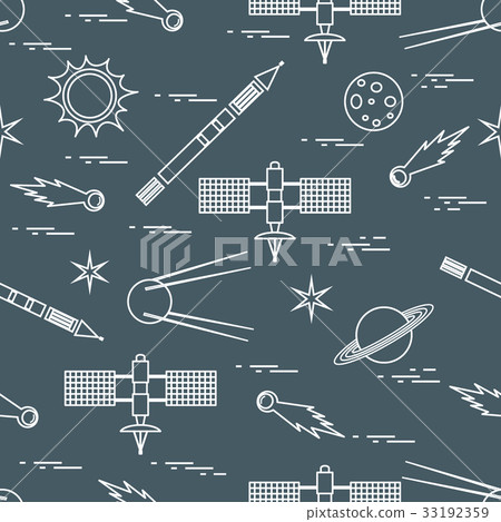 pattern with variety space exploration elements - Stock Illustration ...