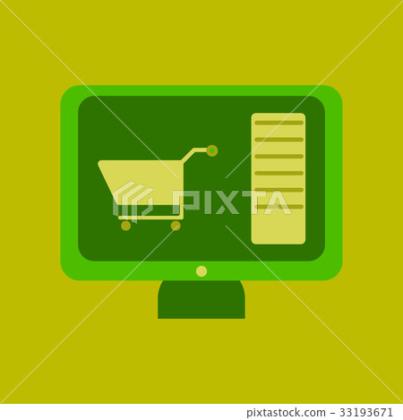 Flat icon of computer sale online buying - Stock Illustration [33193671 ...