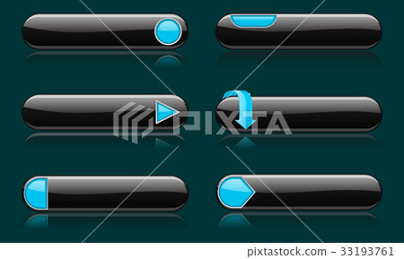 Black buttons with blue signs. Menu interface - Stock Illustration ...