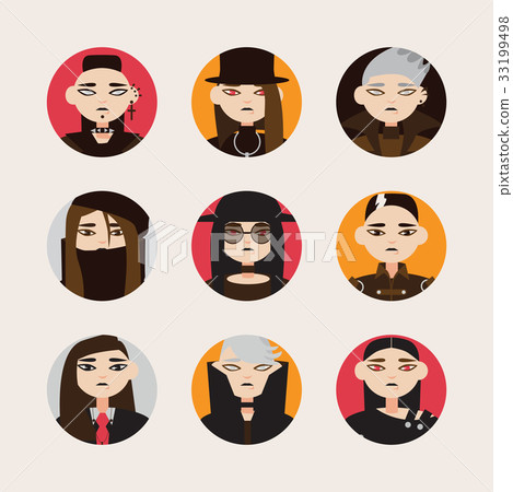 Vector set with avatars of gothic men - Stock Illustration [33199498 ...