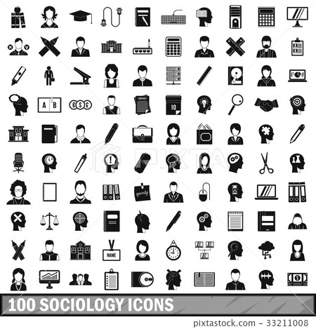 100 sociology icons set, simple style - Stock Illustration [33211008 ...