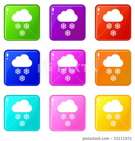 Cloud and snowflakes icons 9 set - Stock Illustration [33211972] - PIXTA
