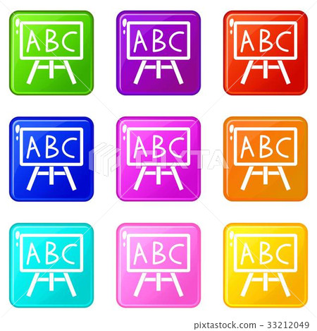 Chalkboard with the leters ABC icons 9 set - Stock Illustration ...