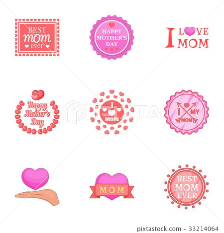 Best mom ever icons set, cartoon style - Stock Illustration [33214064 ...
