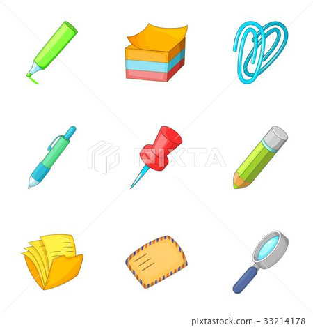 Stationery icons set, cartoon style - Stock Illustration [33214178] - PIXTA