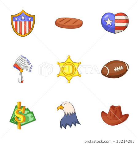American dream icons set, cartoon style - Stock Illustration [33214293 ...