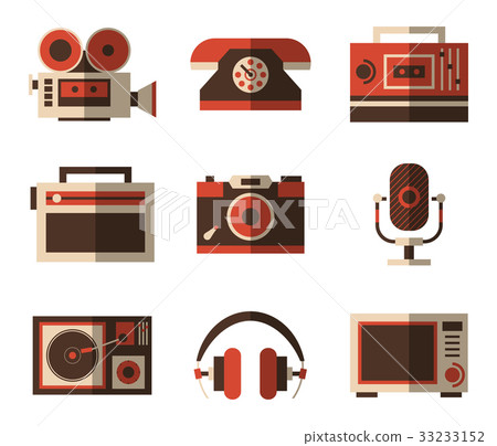 Retro and old, vintage items for entertainment - Stock Illustration ...