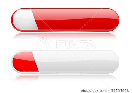 Red and white menu buttons. Shiny oval web - Stock Illustration ...