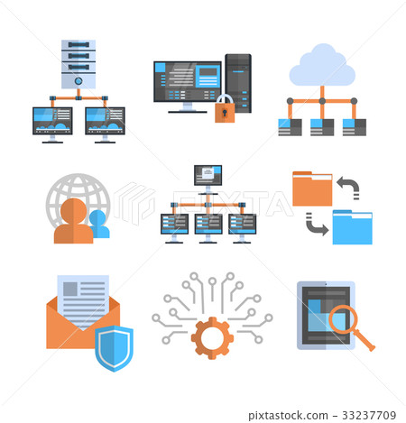 Data Connection Icons Set Cloud Computer - Stock Illustration [33237709 ...