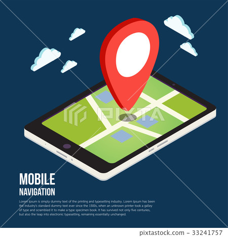 Flat 3d isometric mobile GPS navigation maps - Stock Illustration [33241757] - PIXTA