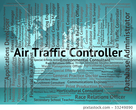 Air Traffic Controller Shows Atc Occupation Work - Stock Illustration ...