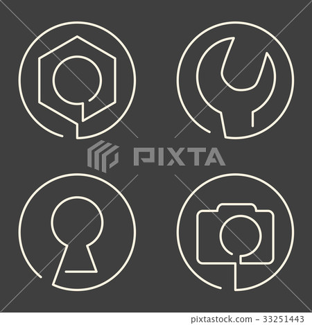 Set of continuous line logo on white background - Stock Illustration ...