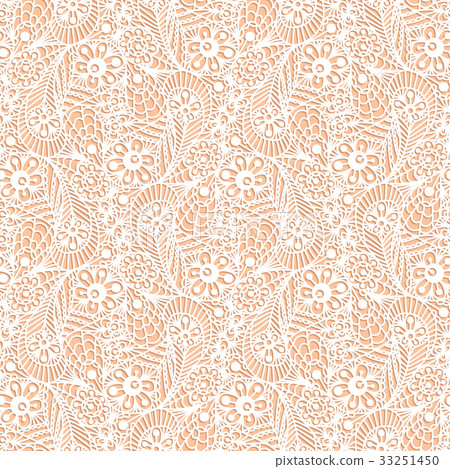 Seamless flower paisley lace pattern - Stock Illustration [33251450 ...
