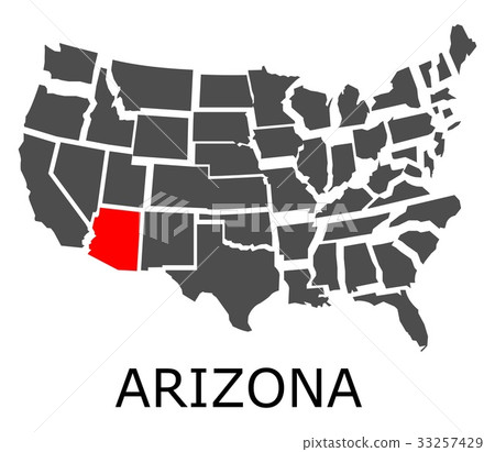 Arizona State In Usa Map Arizona Map Shape, United States Of America.