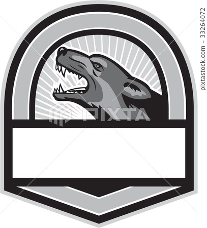 German Shepherd Head Angry Crest Retro - Stock Illustration [33264072 ...