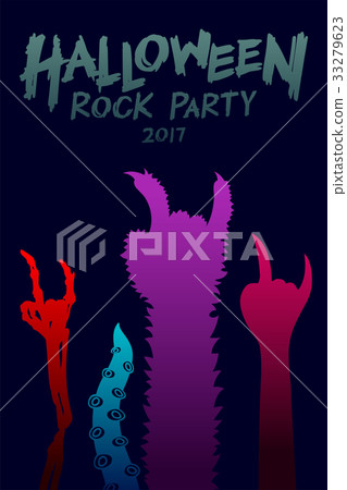 Halloween 2017 rock party background template set - Stock Illustration ...