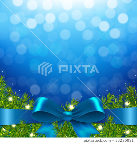 Blue Xmas Background With Bow - Stock Illustration [33280051] - PIXTA
