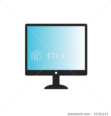 Computer monitor icon with blue isolated on white - Stock Illustration ...