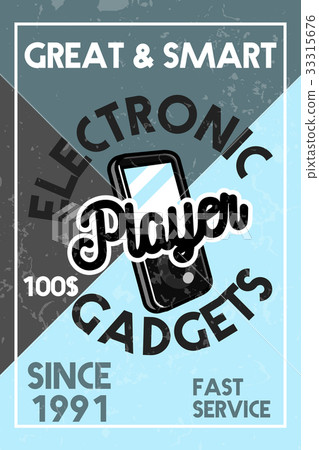 Color vintage electronic gadgets banner - Stock Illustration [33315676 ...