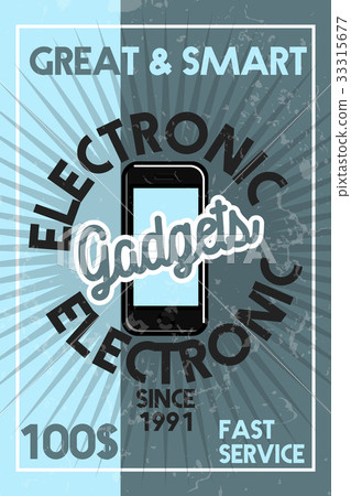 Color vintage electronic gadgets banner - Stock Illustration [33315677 ...