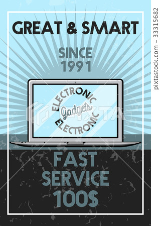 Color vintage electronic gadgets banner - Stock Illustration [33315682 ...