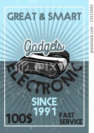 Color vintage electronic gadgets banner - Stock Illustration [33315683 ...