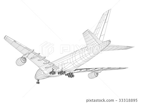 Airplane in wire-frame style - Stock Illustration [33318895] - PIXTA