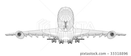 Airplane in wire-frame style - Stock Illustration [33318896] - PIXTA