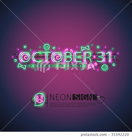 October Halloween Neon Sign - Stock Illustration [33342220] - PIXTA