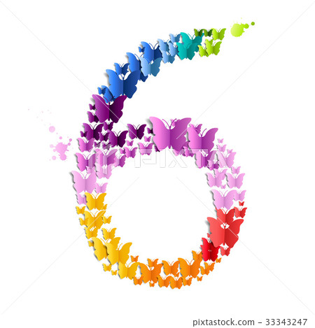 Number 6 Off Butterfly - Stock Illustration [33343247] - PIXTA