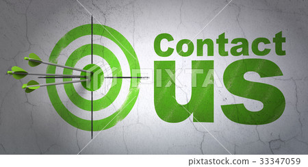 Marketing concept: target and Contact Us on wall - Stock Illustration ...