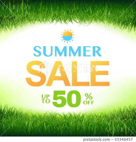 Discount Poster With Green Grass Frame - Stock Illustration [33348457 ...