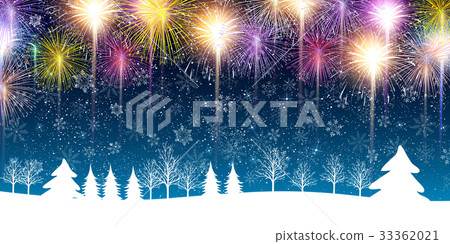 Christmas snow fireworks background - Stock Illustration [33362021] - PIXTA