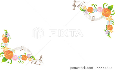 Decorative frame with flowers and music notes - Stock Illustration ...
