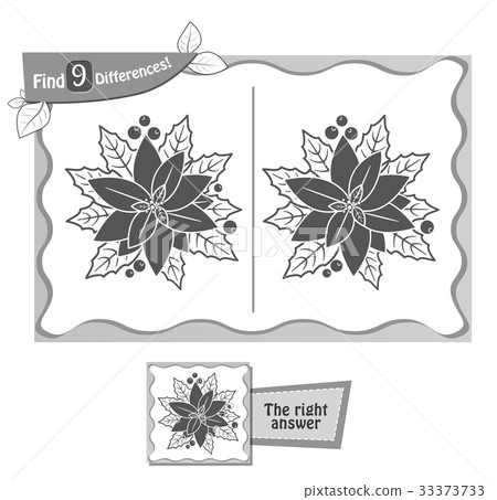 find 9 differences game black flower - Stock Illustration [33373733 ...