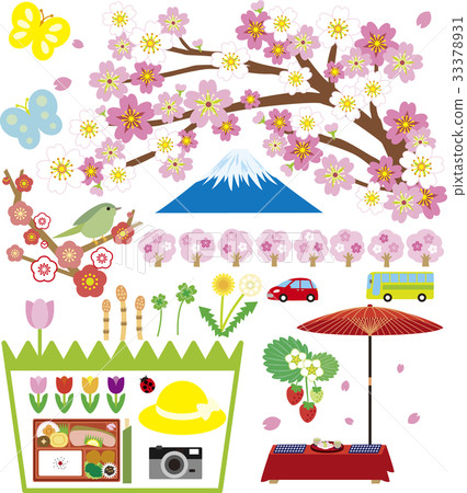 Spring landscape and items - Stock Illustration [33378931] - PIXTA