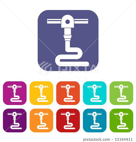 3d printer printing icons set flat - Stock Illustration [33384911] - PIXTA