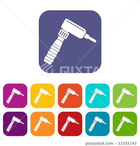 Hand draw rotary tattoo machine icons set flat - Stock Illustration ...