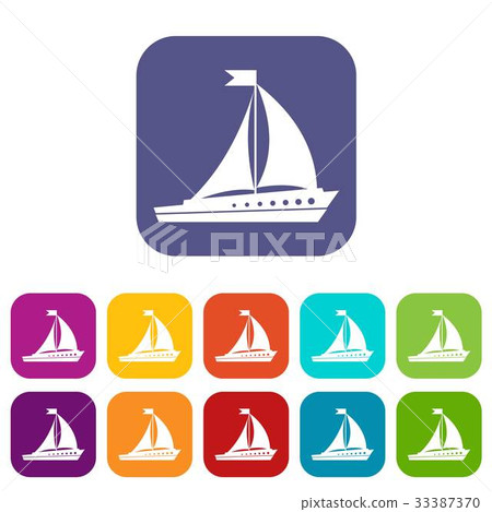 Sailing ship icons set - Stock Illustration [33387370] - PIXTA
