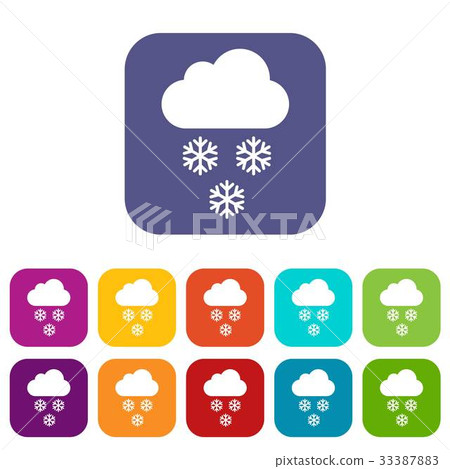 Cloud and snowflakes icons set - Stock Illustration [33387883] - PIXTA